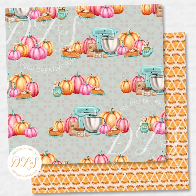 THANKSGIVING Digital Paper Pumpkin Pie Digital Paper | Etsy