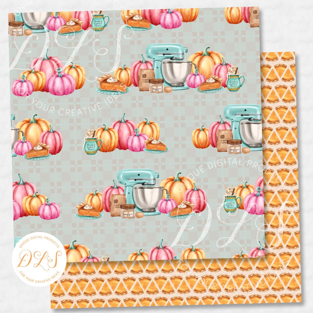 THANKSGIVING Digital Paper Pumpkin Pie Digital Paper - Etsy