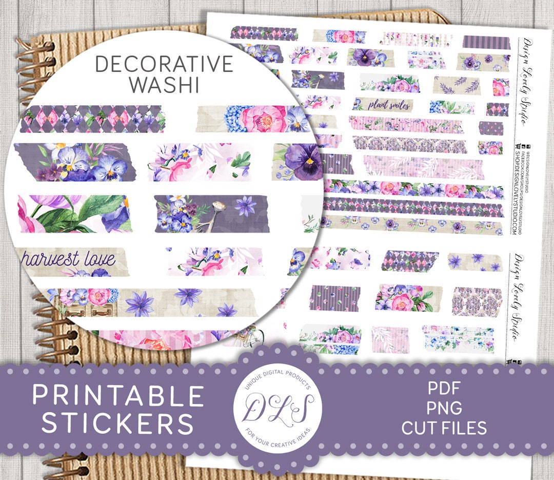 Digital Washi Tape, Printable Washi Strips, Goodnotes Stickes, Spring ...