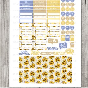 PRINTABLE Happy Planner Monthly Kit, Sunflowers Planner Stickers ...