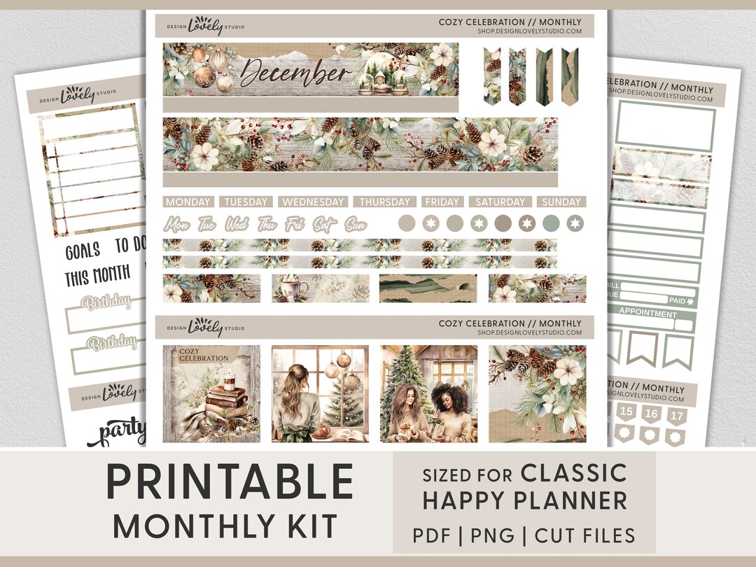 Printable December Planner Stickers, Happy Planner Monthly Stickers ...