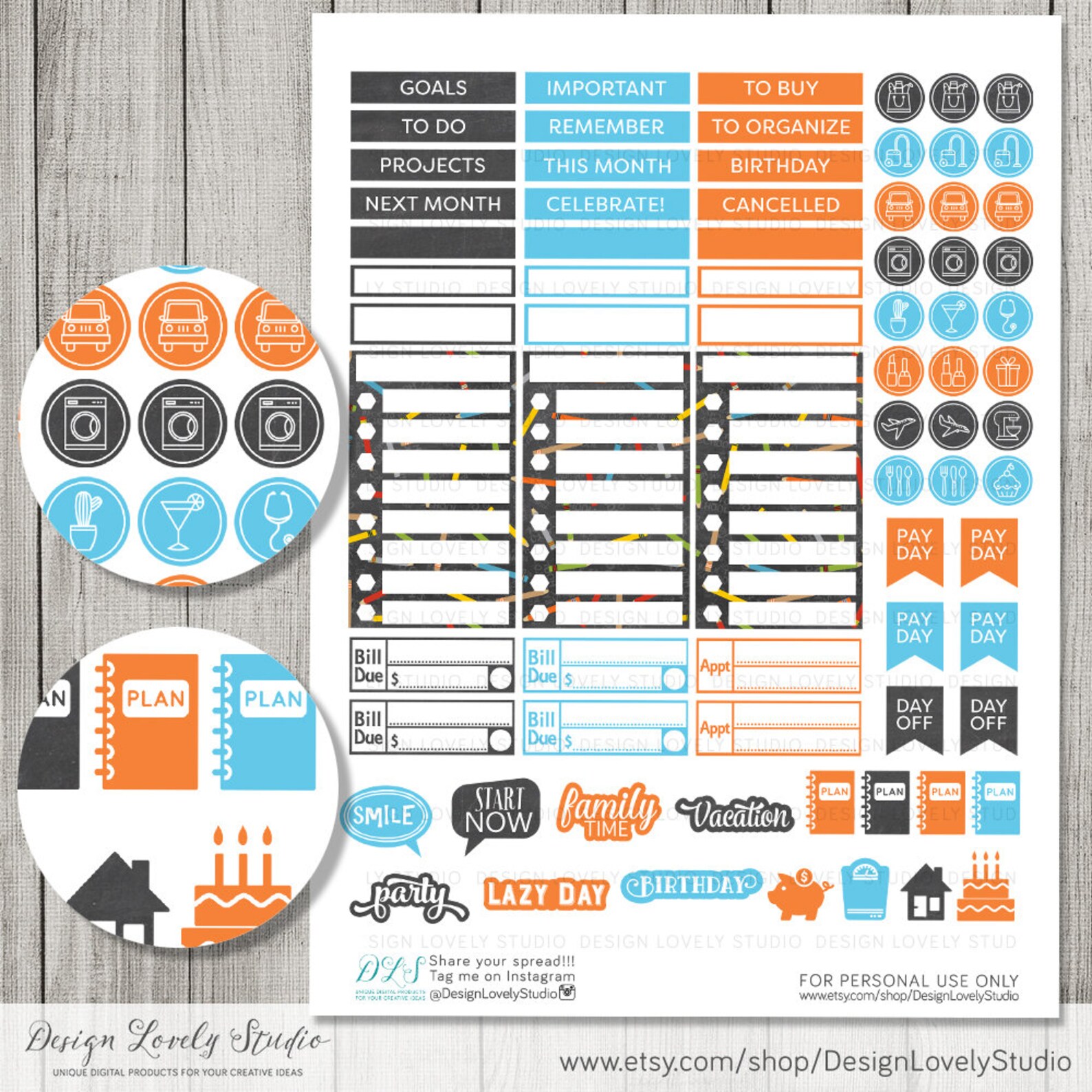 Big Happy Planner September Stickers Kit, Back to School Monthly Kit ...