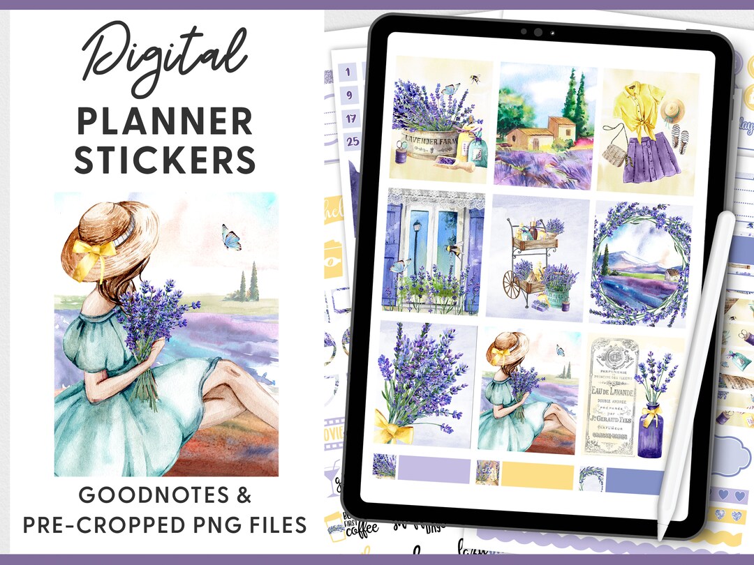 Digital Planner Stickers, Provence Planner Stickers, Lavender Planner ...