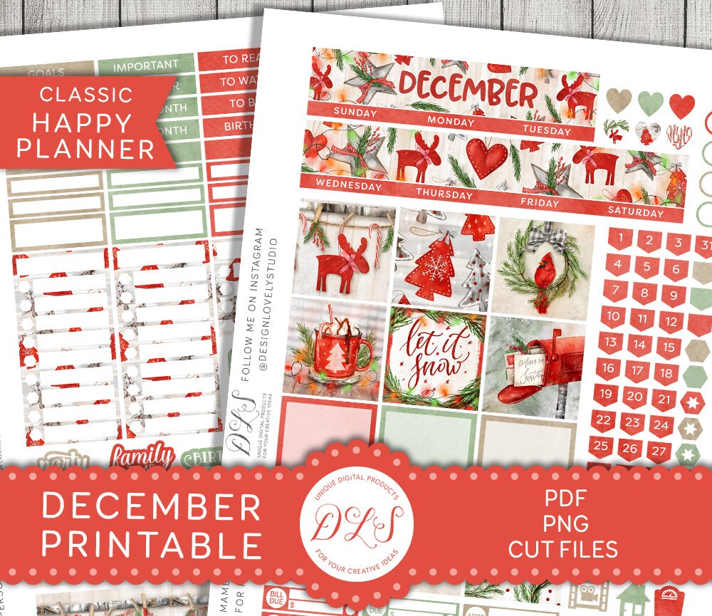DECEMBER Planner Monthly Kit Happy Planner December Planner - Etsy