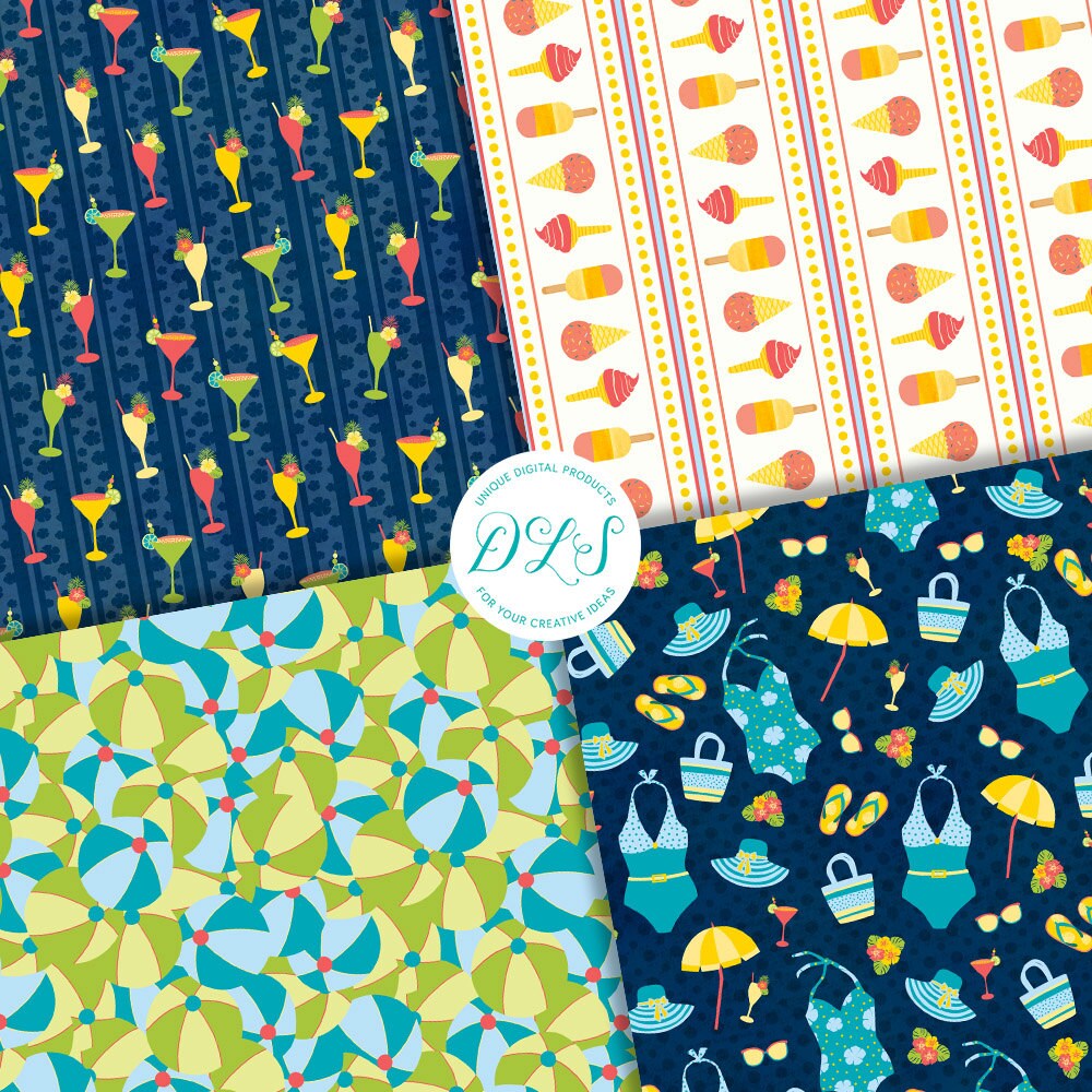 Summer Digital Paper Pack : summer Party Summer | Etsy