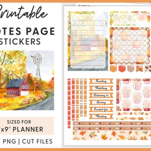 Notes Page Sticker Kit, Printable Planner Stickers, Monthly Sticker Kit ...