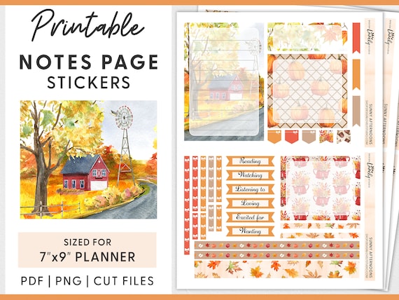 Notes Page Sticker Kit Printable Planner Stickers Monthly - Etsy