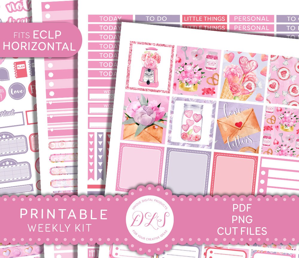 Printable VALENTINES DAY Planner Stickers Love Planner | Etsy