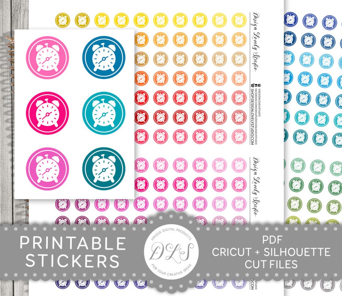 Alarm Clock Printable Planner Stickers, Appointment Reminder Stickers ...