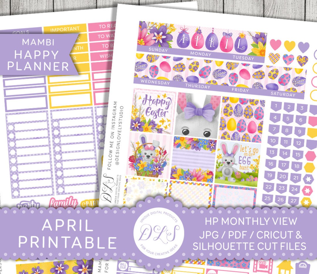 Happy Planner April Stickers Kit, Easter Planner Kit, April Planner ...