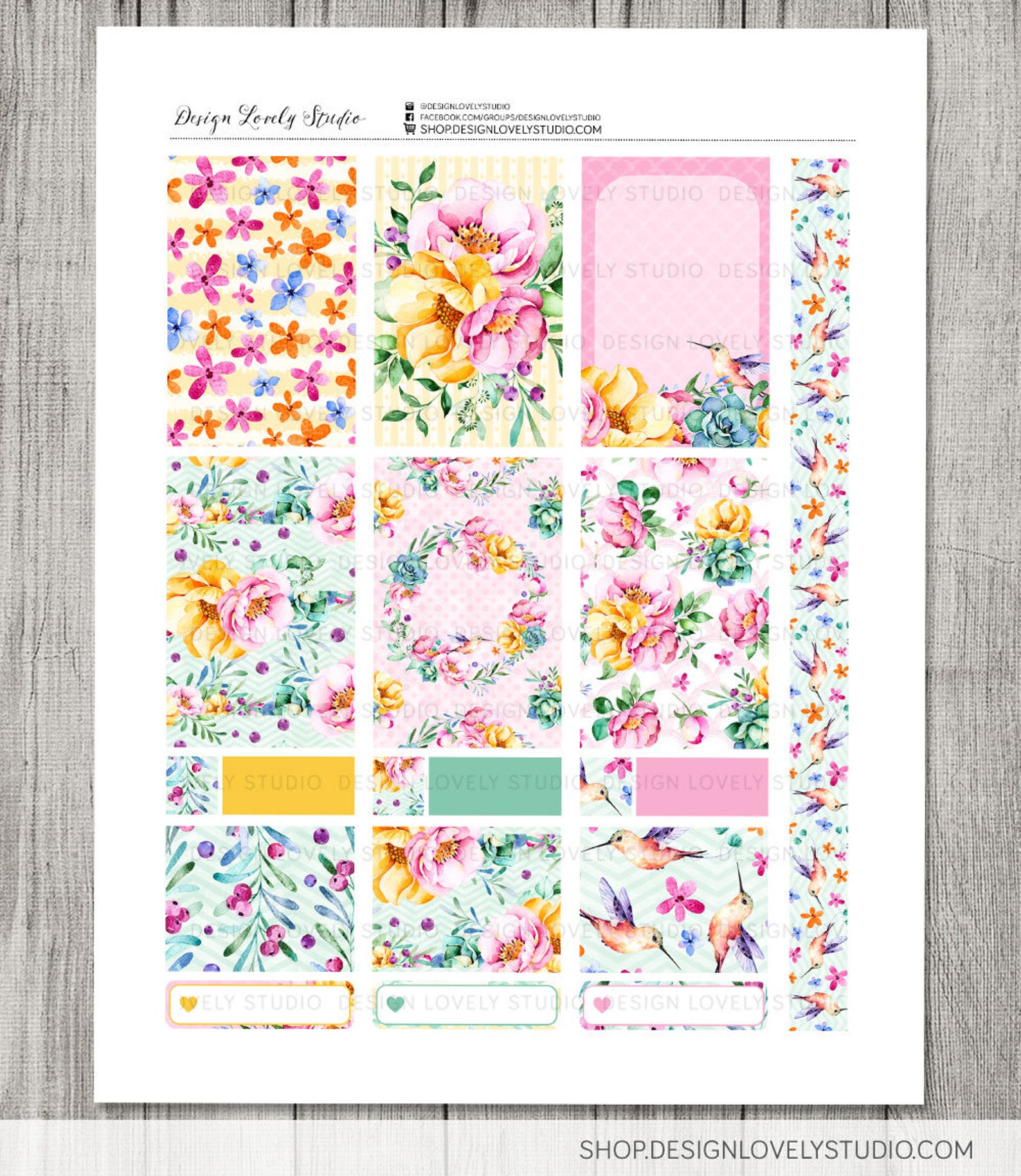 Floral Planner Stickers Kit, PRINTABLE Big Happy Planner Stickers Kit ...