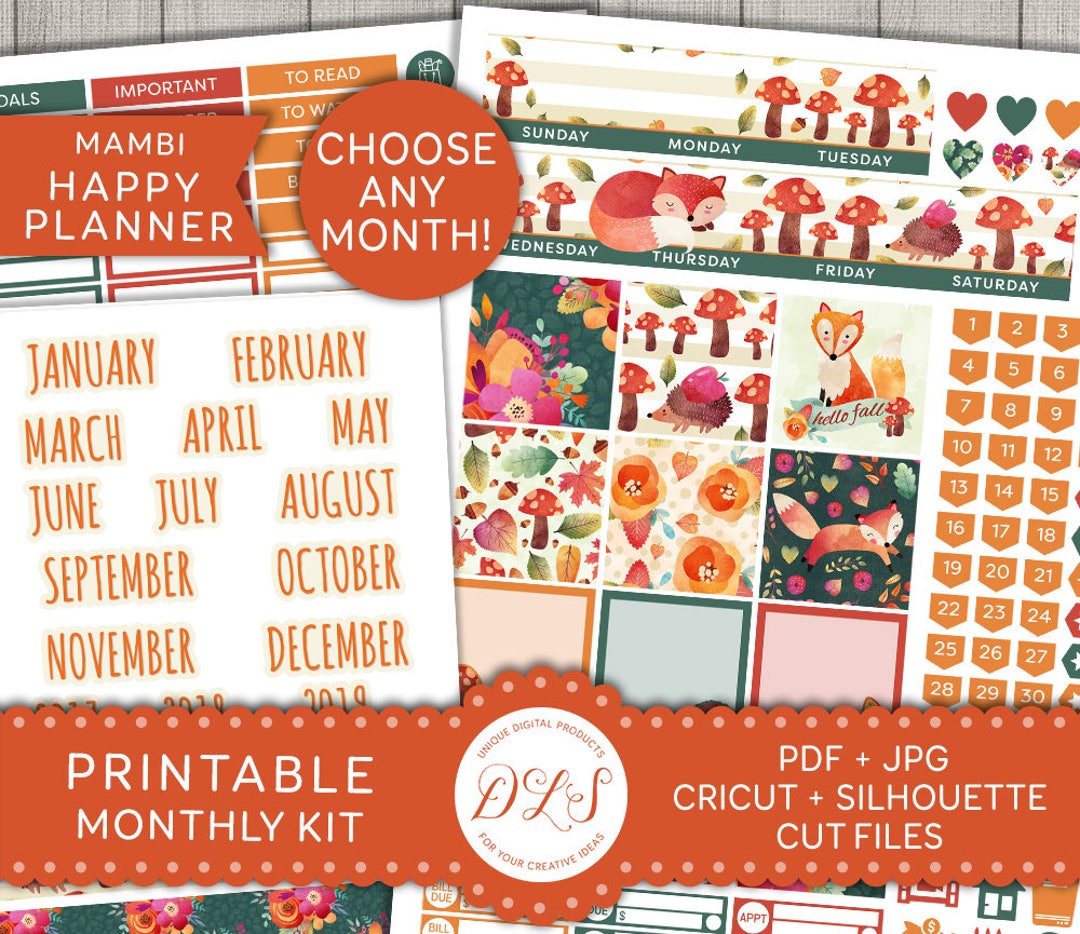 Happy Planner Monthly Stickers, Monthly Spread, Monthly View Kit ...