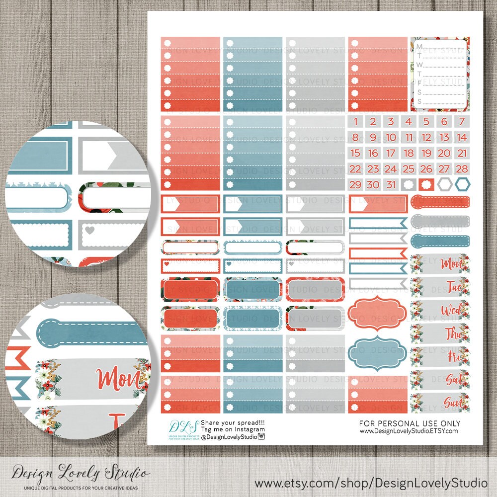 Printable Winter Planner Sticker Kit Christmas Planner - Etsy