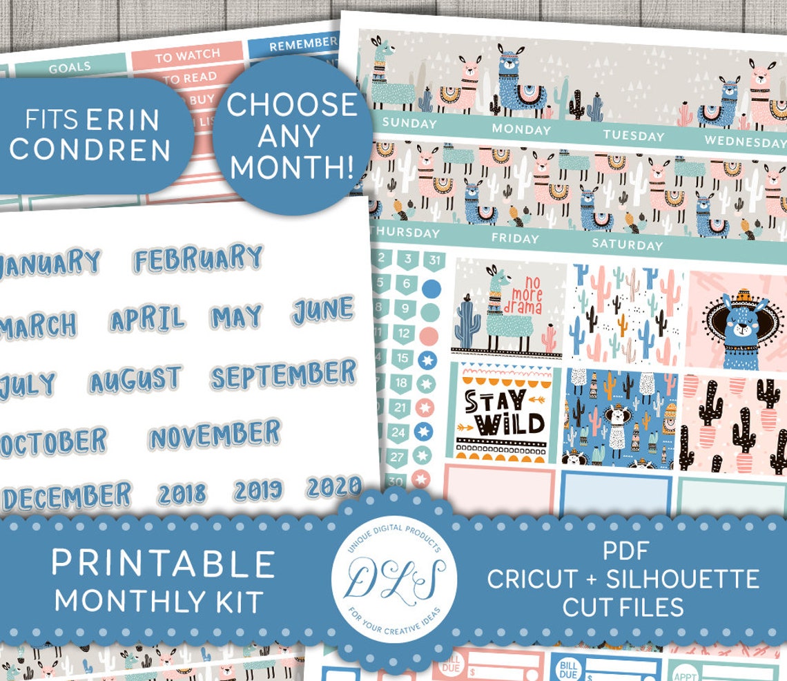 Printable Monthly Stickers ECLP Monthly Printable EC Monthly | Etsy