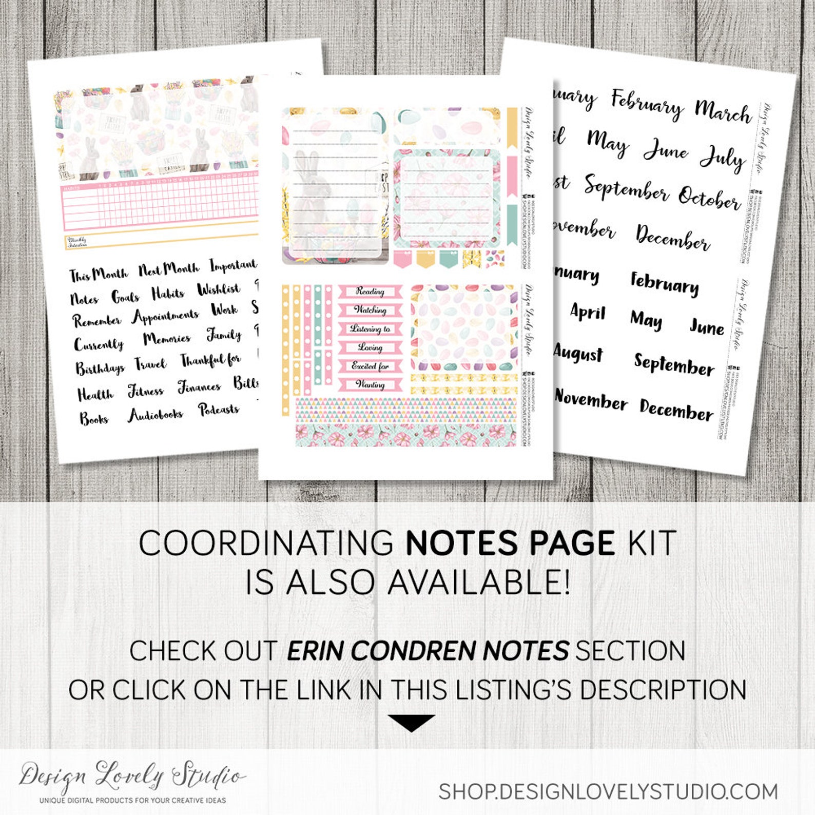 Printable APRIL Monthly Kit, April Monthly Planner Stickers, Fits Erin ...