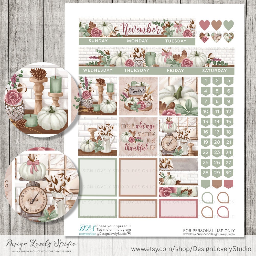 November Big Happy Planner Stickers, Big Happy Planner November Monthly ...