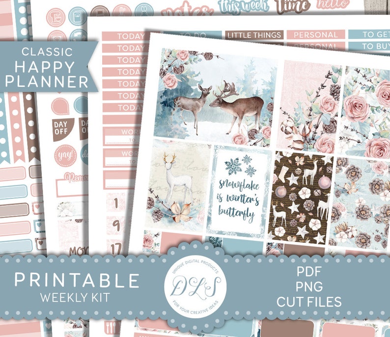 Printable WINTER Planner Stickers Kit Happy Planner Weekly | Etsy