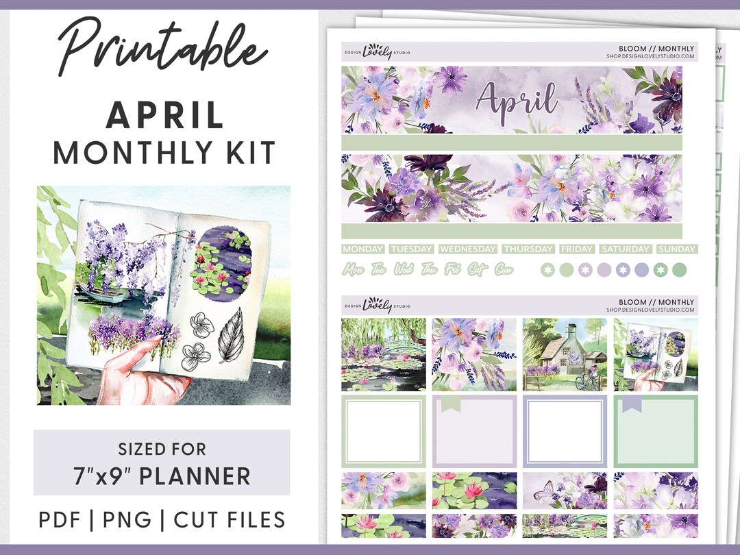 April Planner Stickers, Spring Planner Stickers, Printable Planner ...