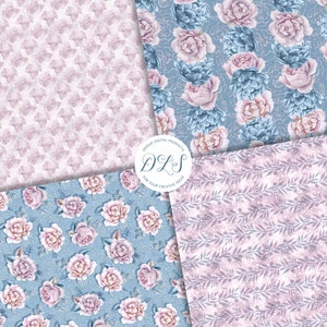 Floral Digital Paper, Roses Digital Background, Printable Paper Pack ...