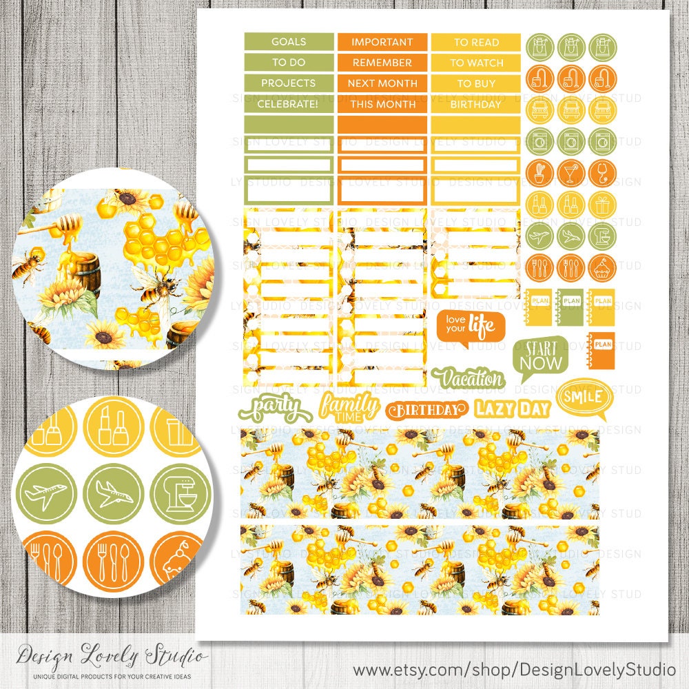 Happy Planner JUNE Monthly Kit, Printable June Monthly Stickers Kit ...