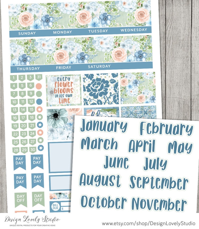 Printable FLORAL Monthly Planner Stickers Spring Monthly - Etsy