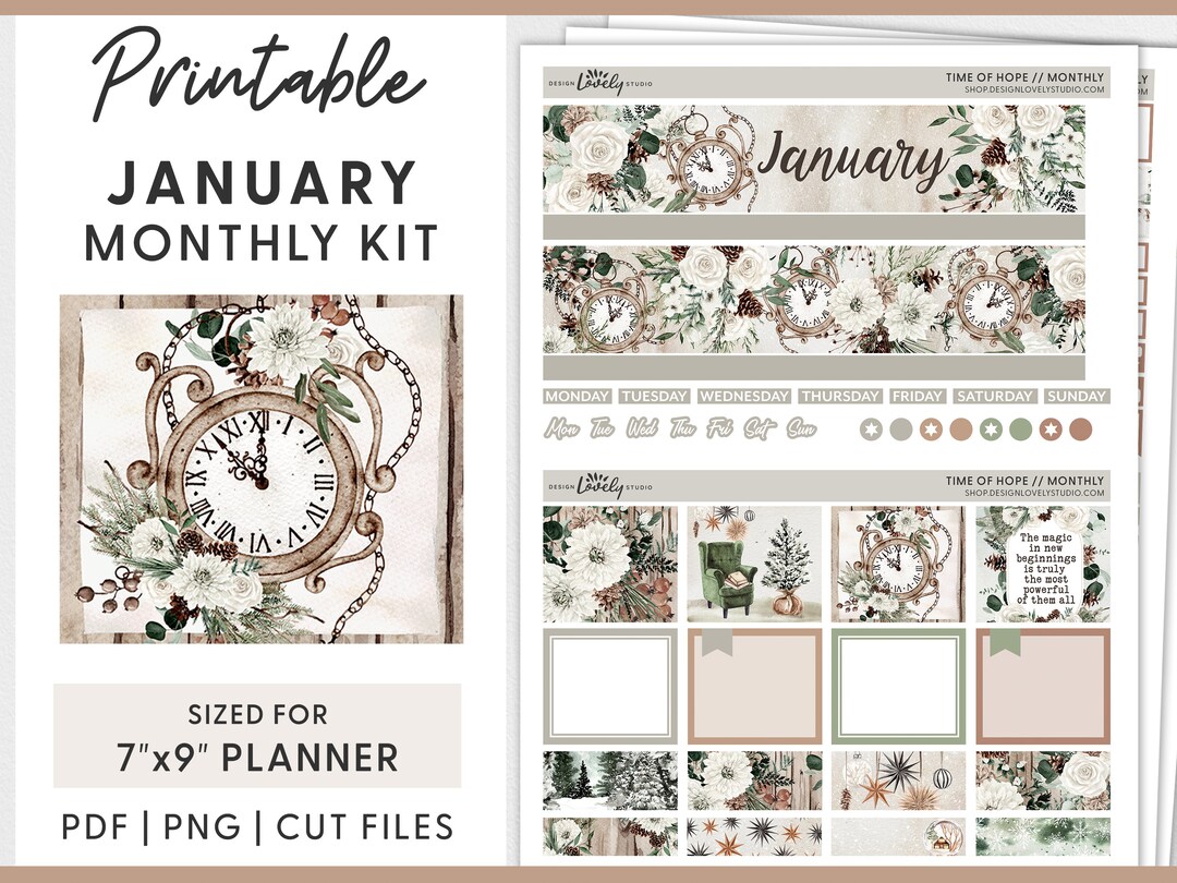 January Planner Stickers, New Year Planner Stickers, Printable Planner ...