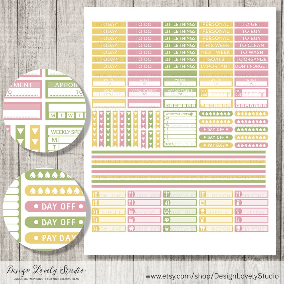 Printable Spring Weekly Stickers Kit March Planner Stickers - Etsy