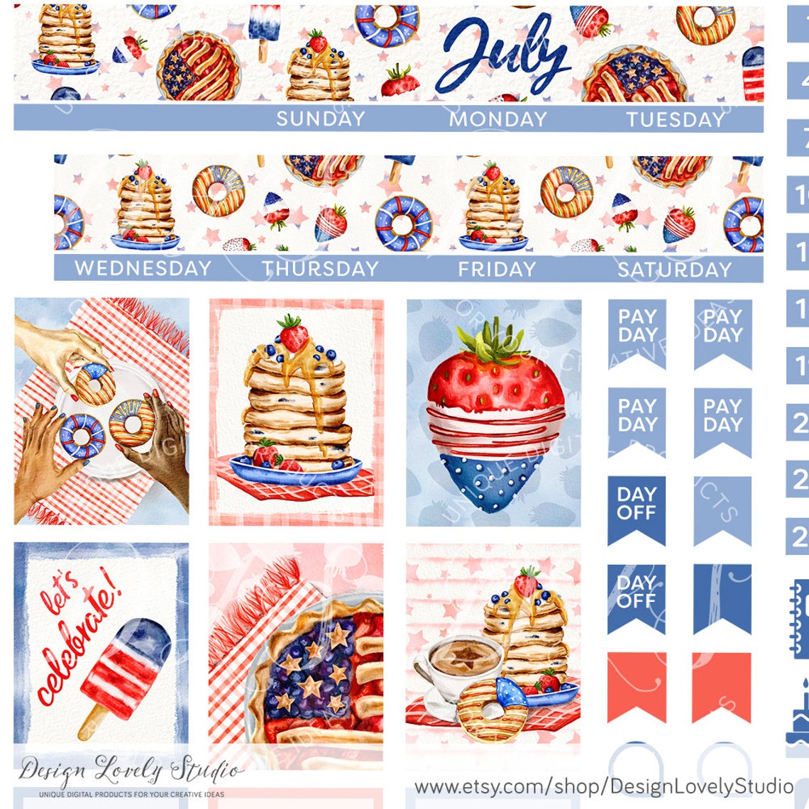 JULY Printable Planner Stickers Mini Happy Planner JULY - Etsy