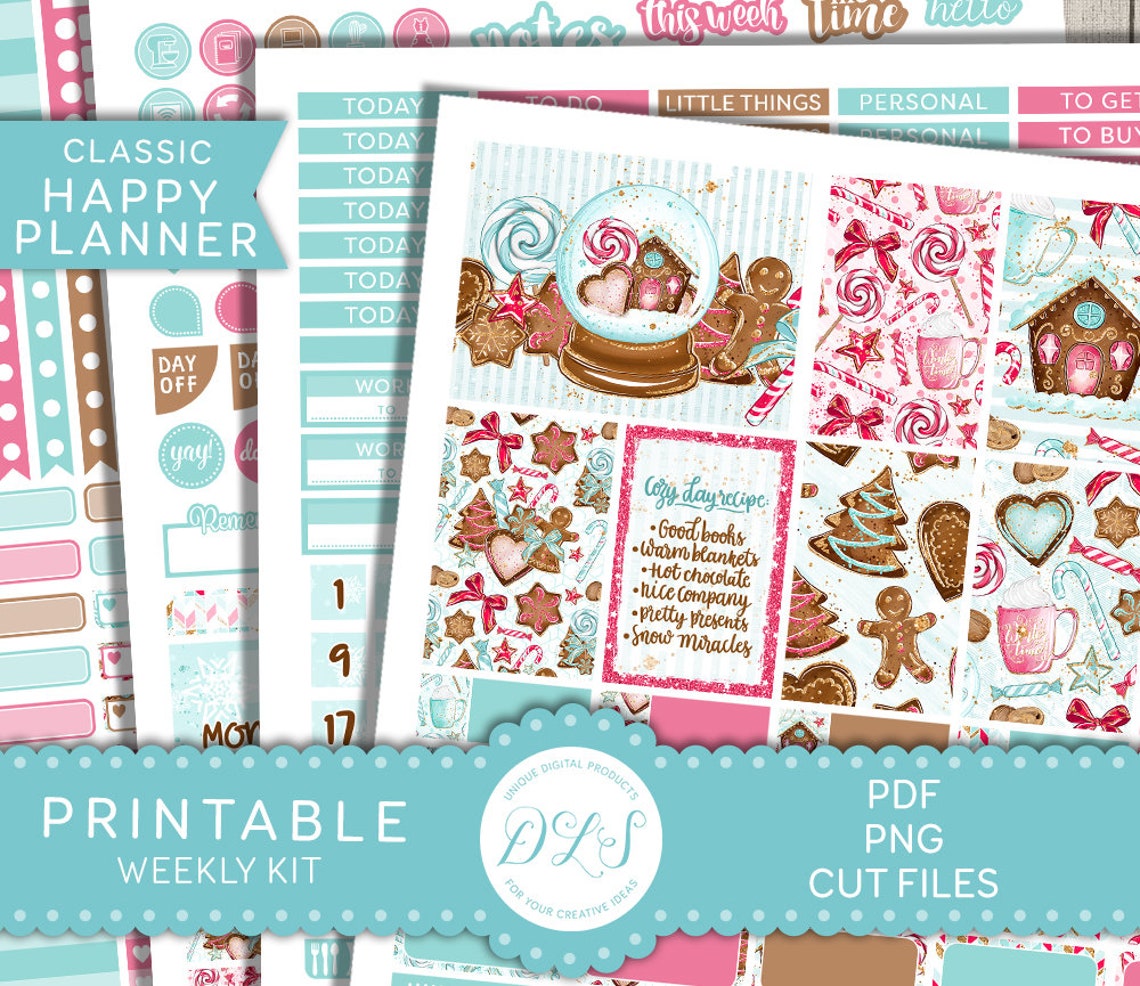 Printable CHRISTMAS Planner Stickers Kit, Happy Planner Christmas ...