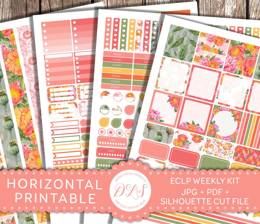 HORIZONTAL Planner Stickers, Erin Condren Horizontal, Weekly Stickers ...