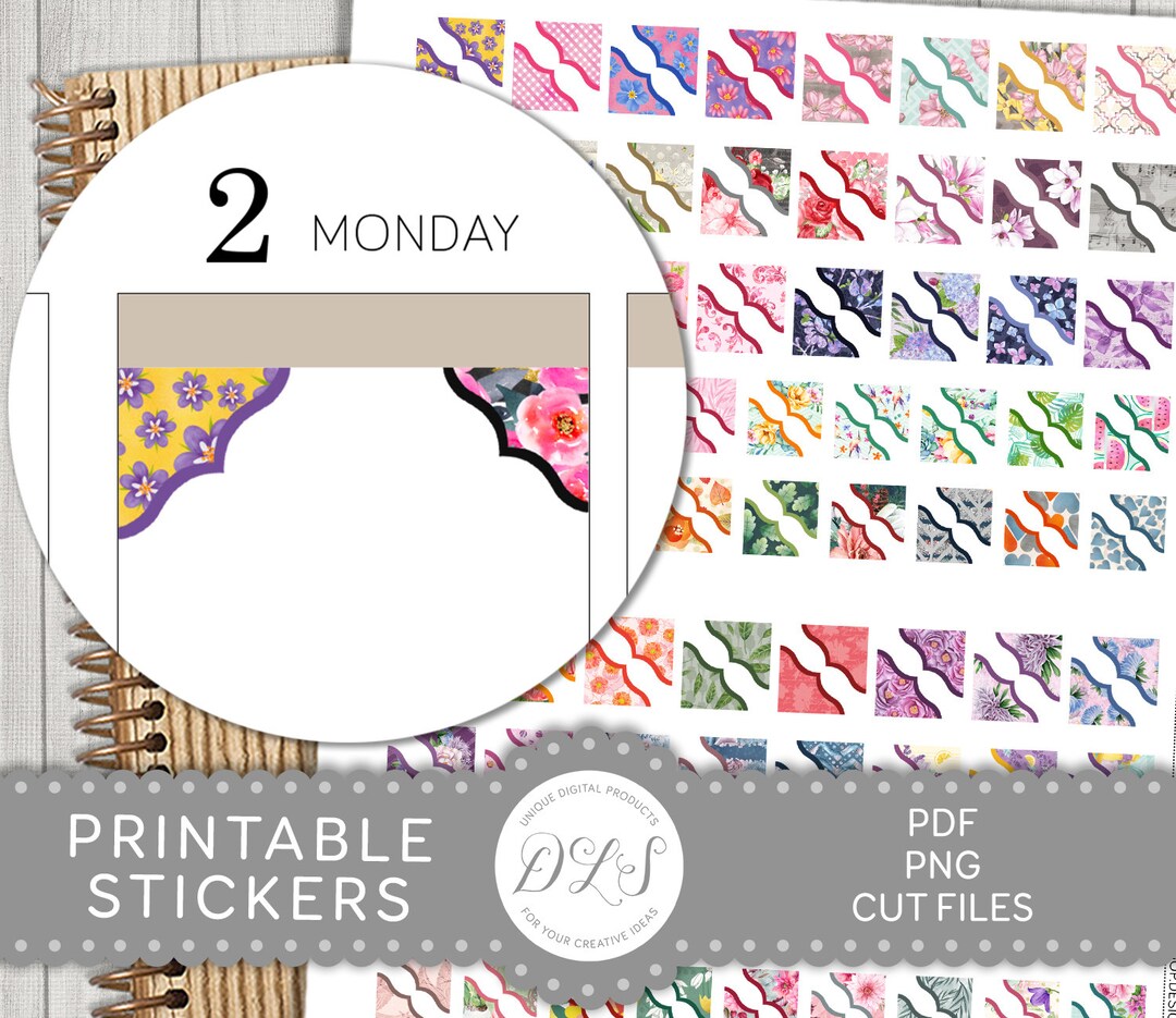 Printable Corner Planner Stickers, Floral Corner Planner Stickers ...