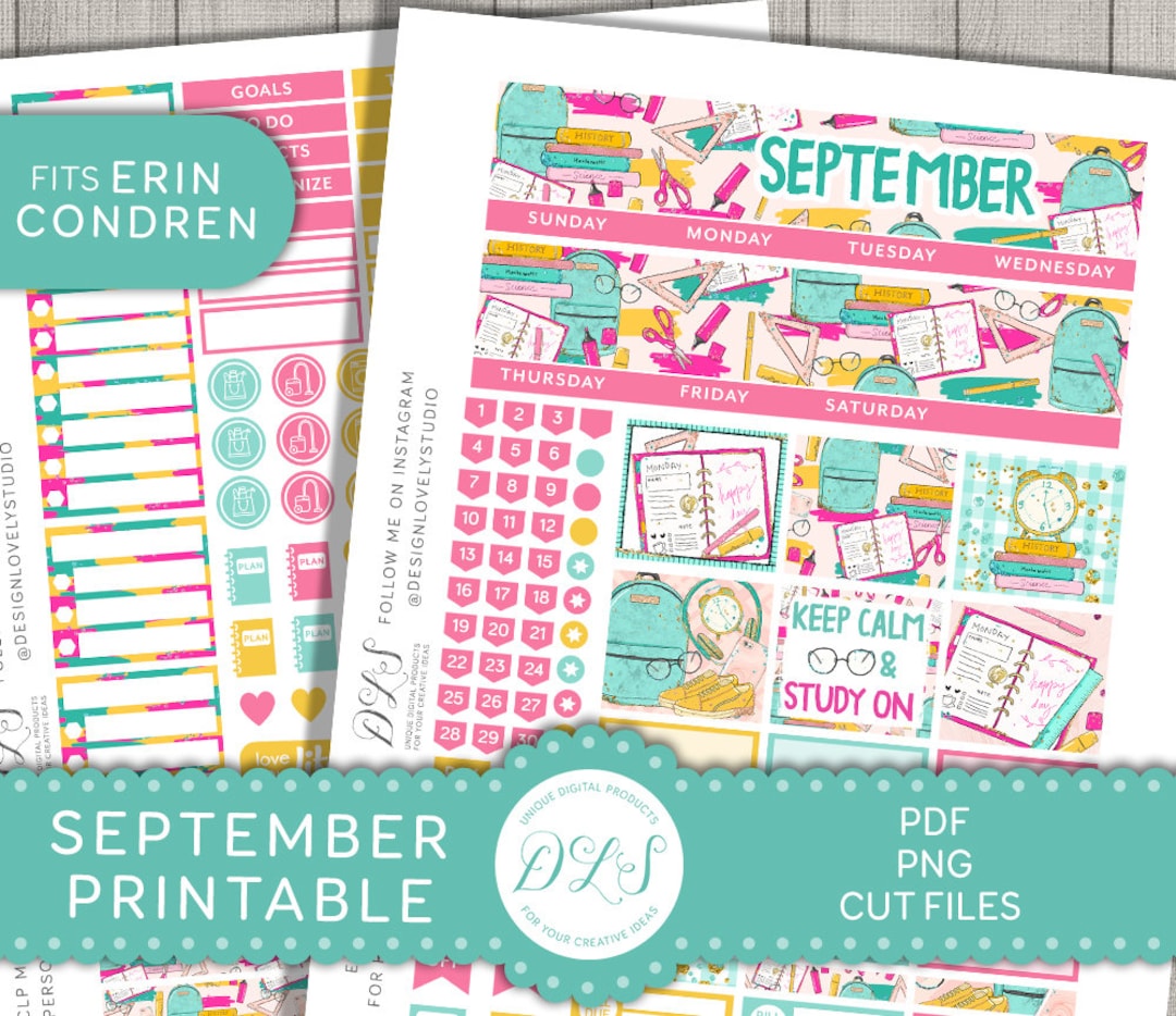 Printable Back to School Planner Stickers, Back to School Monthly Kit ...