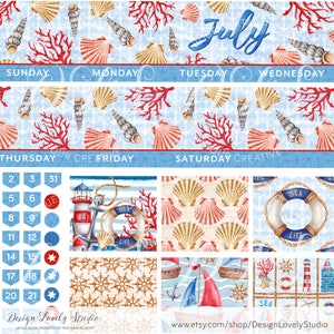 July Monthly Stickers Kit Made for Erin Condren, EC July Planner ...