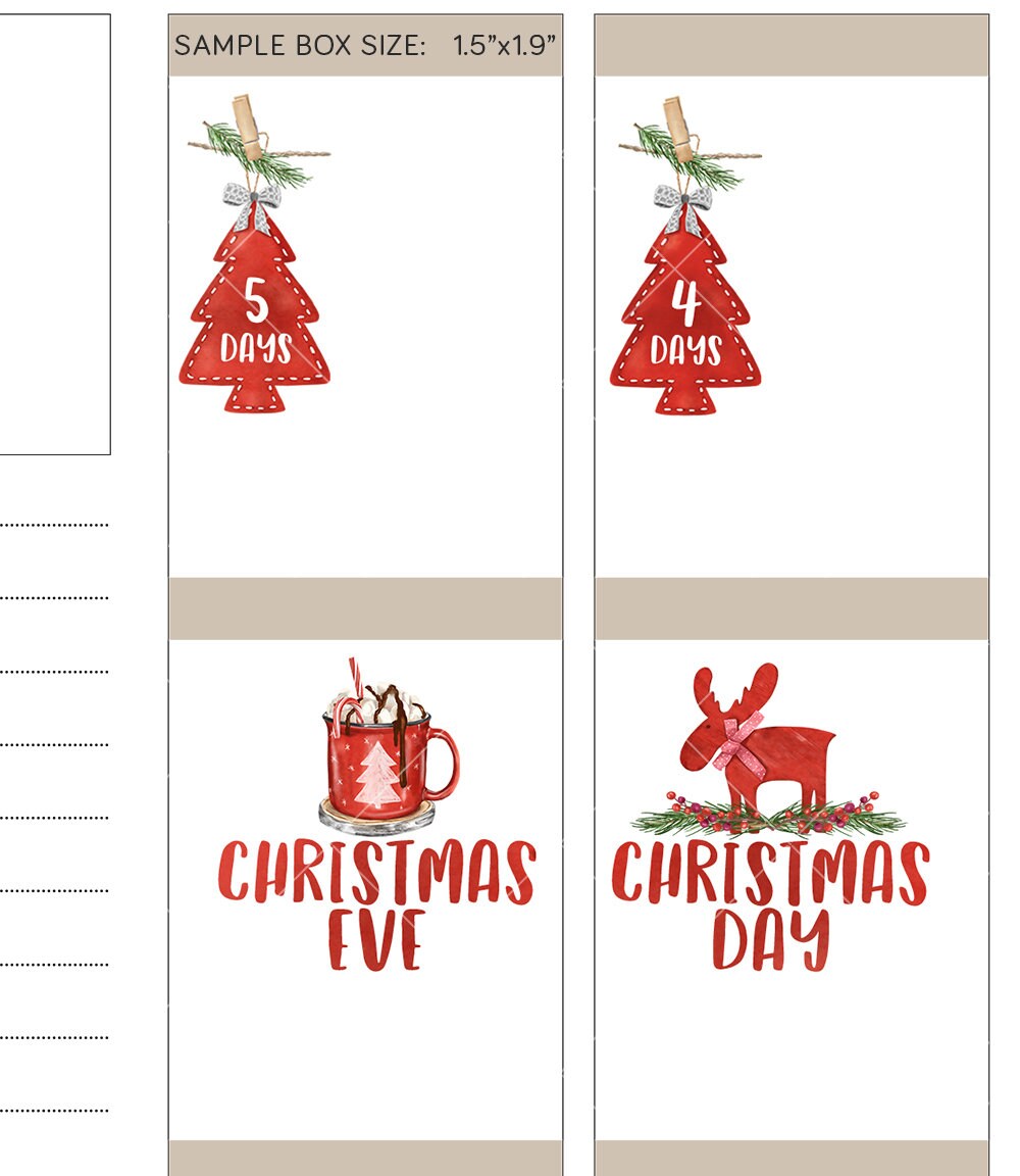 CHRISTMAS COUNTDOWN Planner Stickers Christmas Scrapbook | Etsy