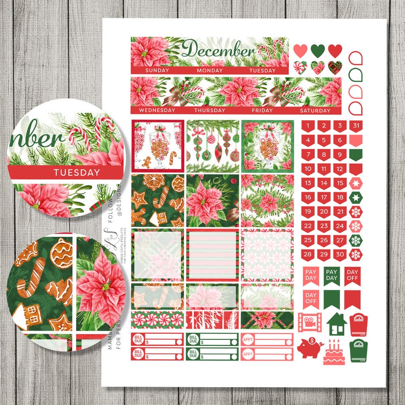 December Monthly Kit December Planner Stickers Mambi Happy - Etsy