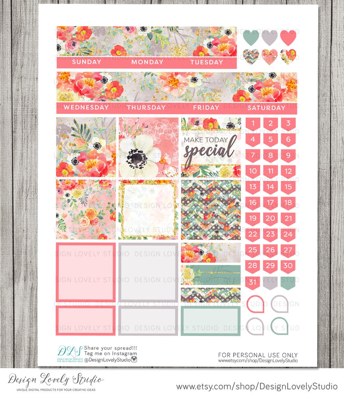 Big Happy Planner PRINTABLE Stickers Monthly Planner Stickers | Etsy