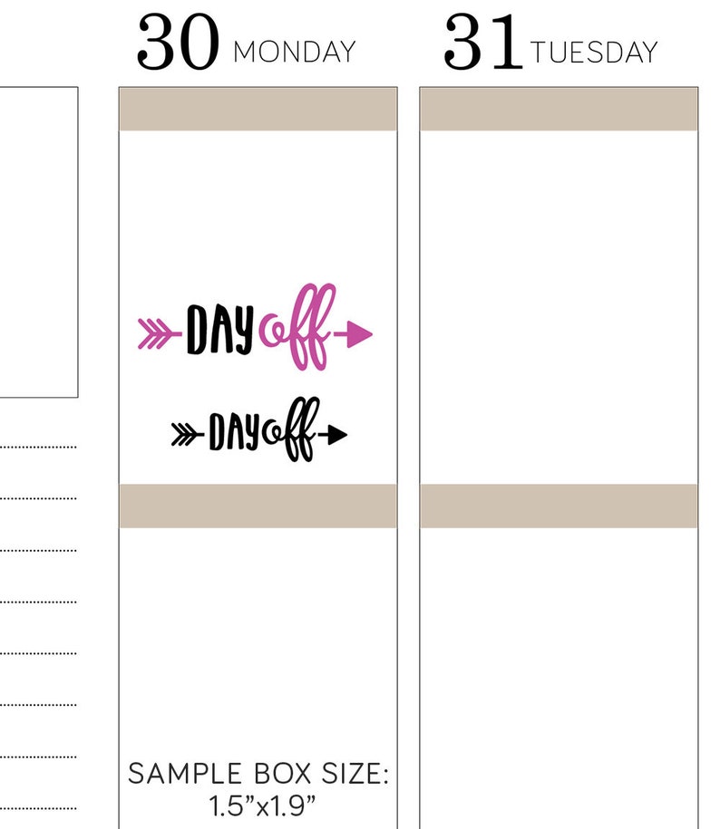 DAY OFF Script Planner Stickers Printable Typography Planner - Etsy
