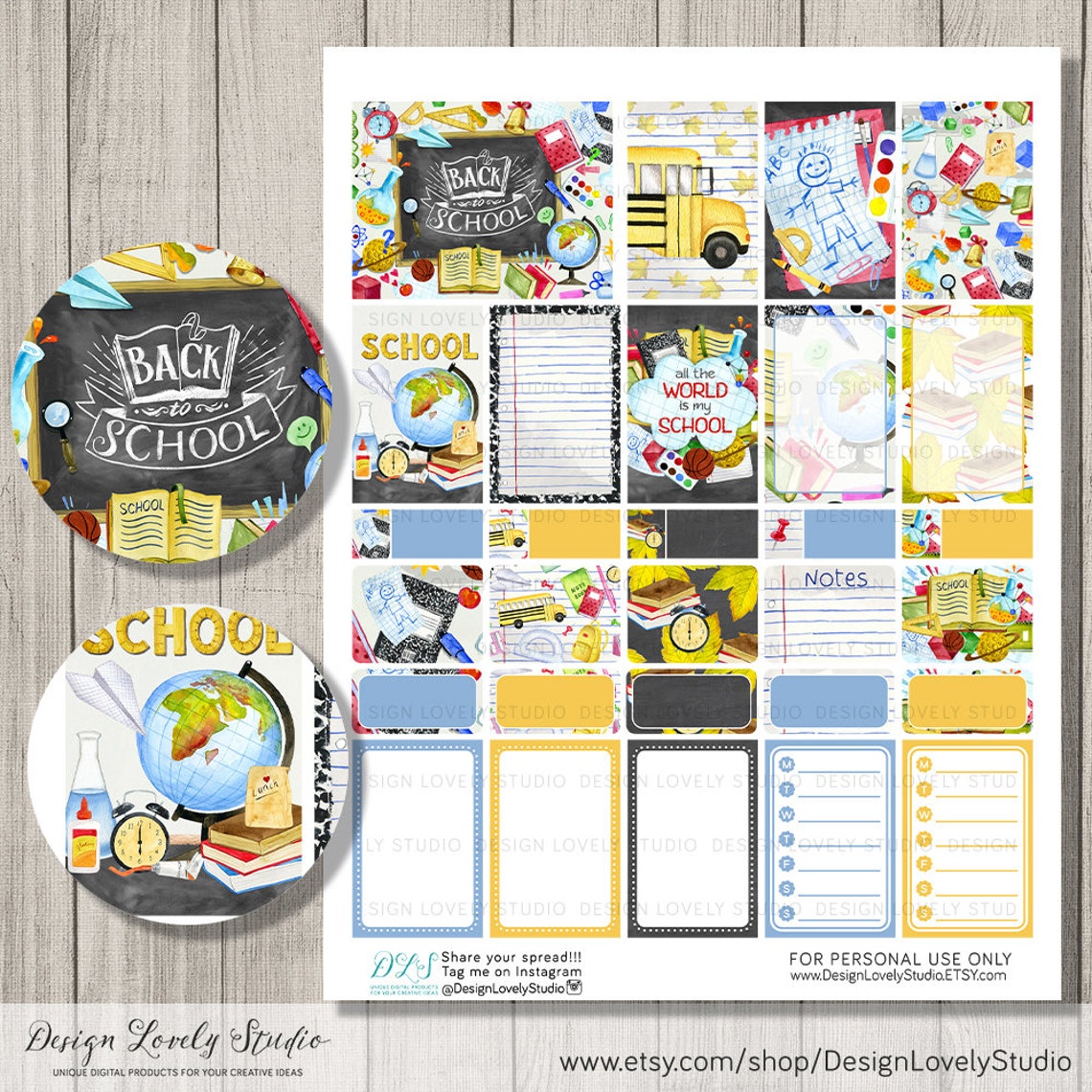 Printable BACK TO SCHOOL Planner Stickers, Happy Planner Back to School ...