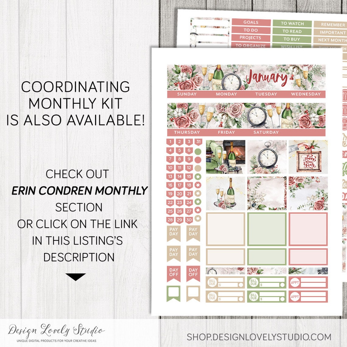 Printable JANUARY Notes Page Stickers January Planner Kit - Etsy