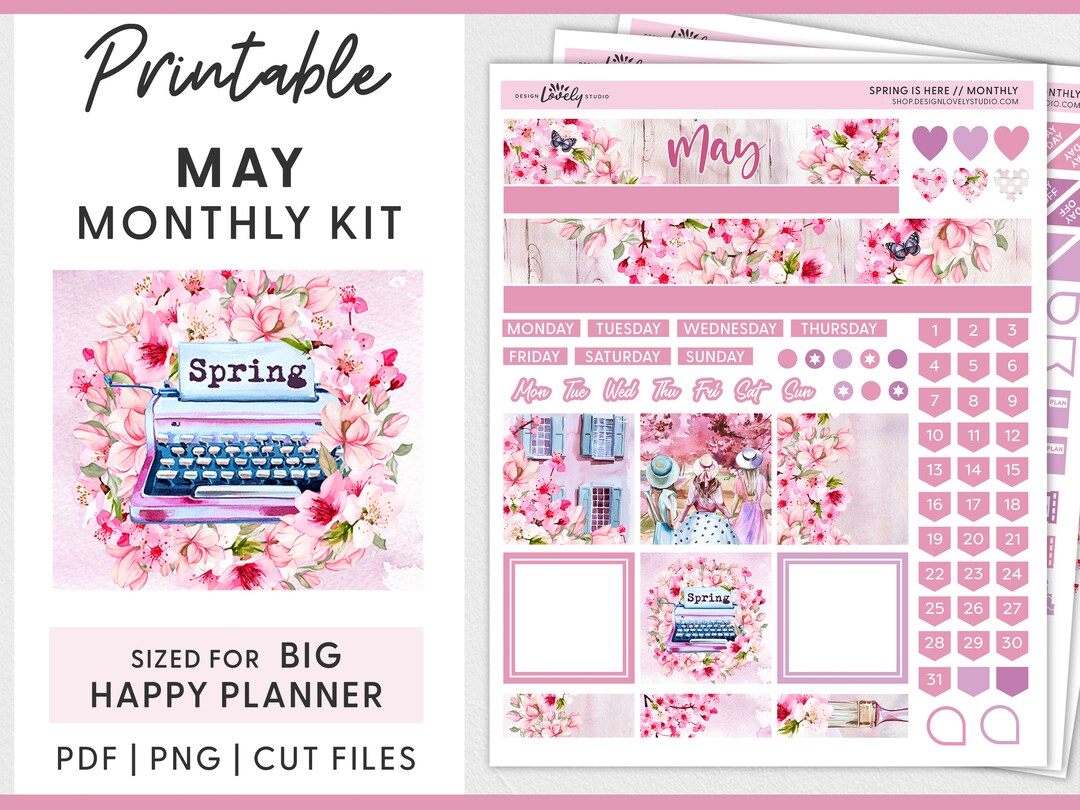 May Planner Stickers, Big Happy Planner Stickers Kit, Spring Planner ...