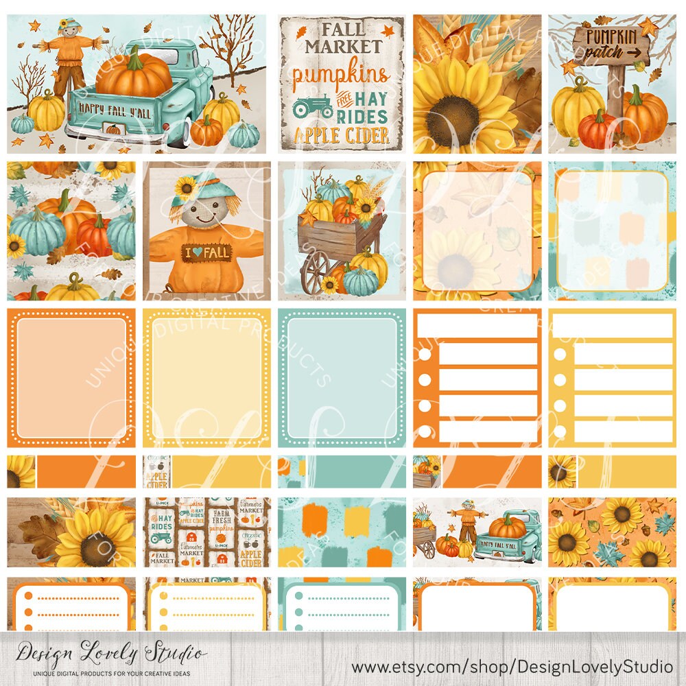 Printable Fall Planner Stickers Kit Halloween Stickers Kit | Etsy