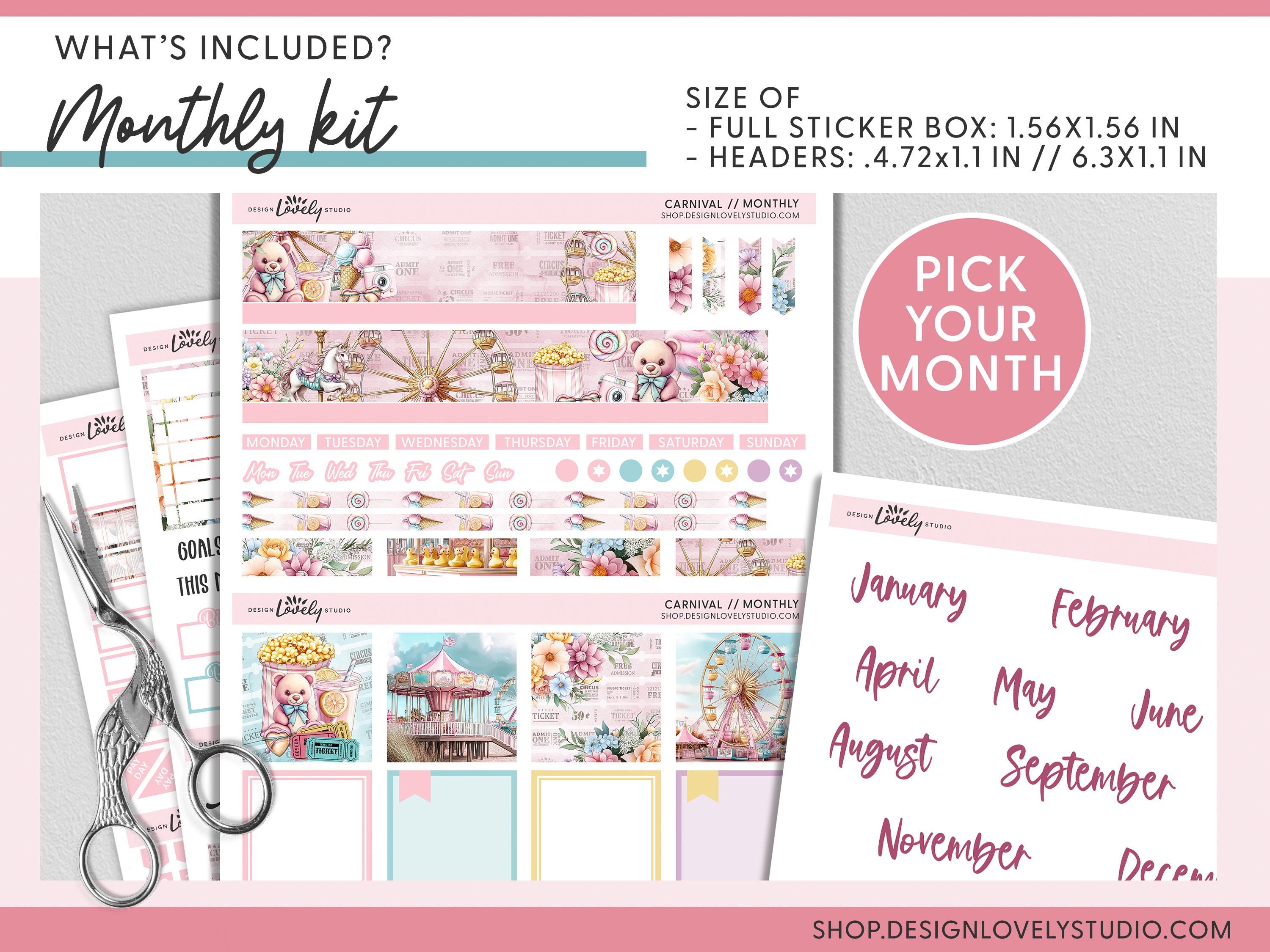 Carnival Printable Planner Stickers Bundle, Monthly, Weekly, and ...