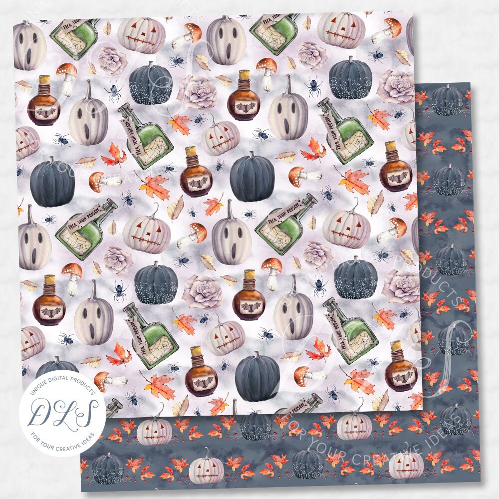 Halloween Digital Paper Halloween Digital Backdrop Pumpkin - Etsy