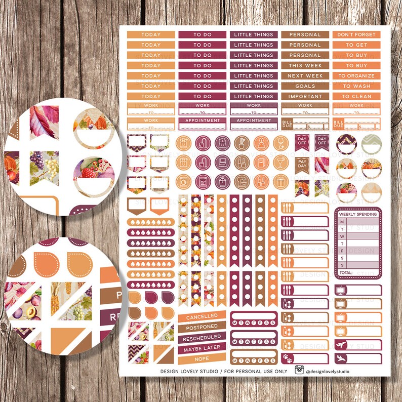 Thanksgiving HAPPY PLANNER, Thanksgiving Sticker Kit, Thanksgiving ...
