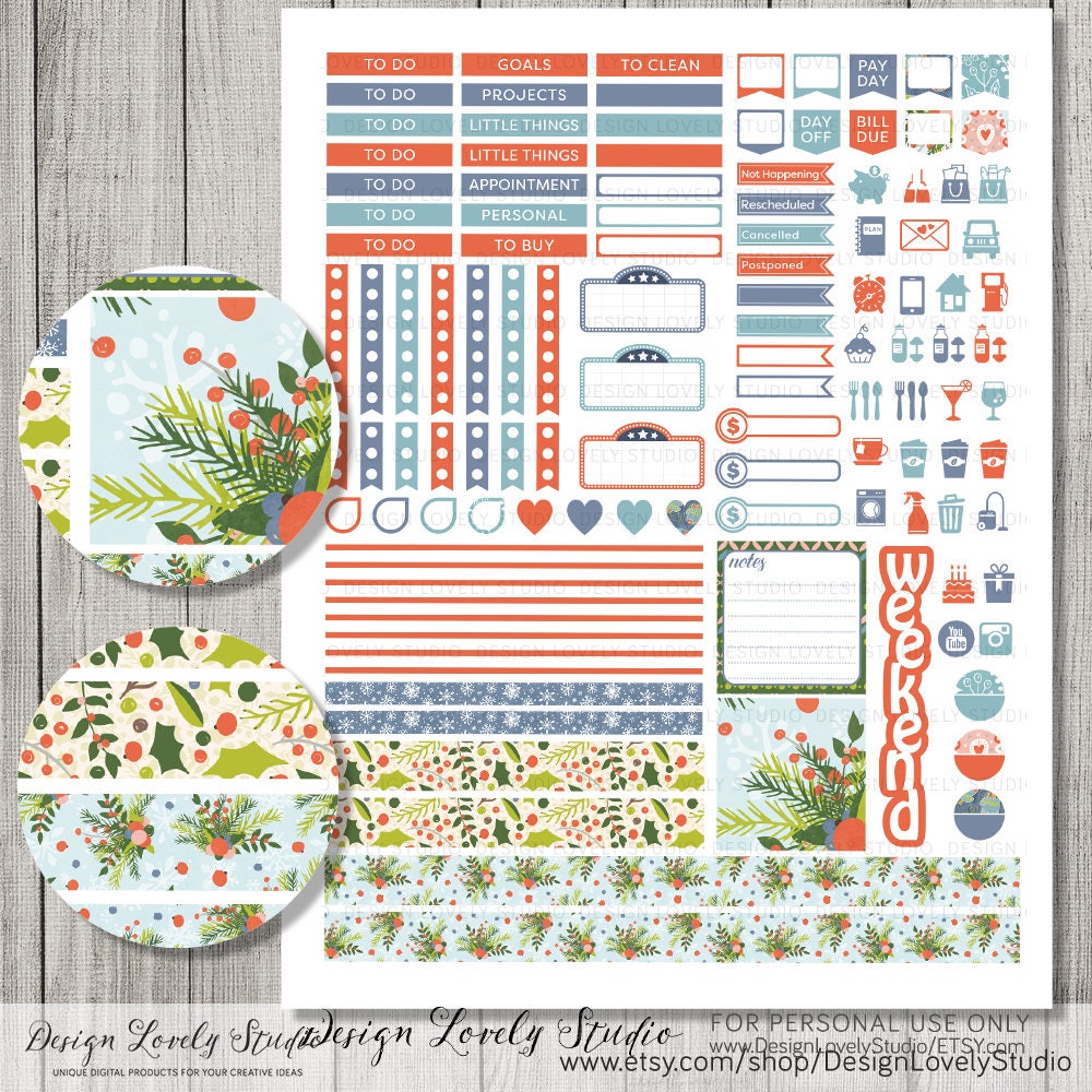 Mini Happy Planner Christmas Stickers Kit, Holiday Planner Stickers ...