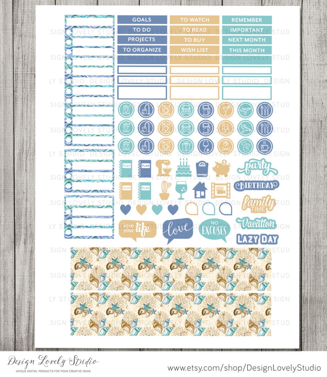 PRINTABLE Monthly Planner Stickers Beach Planner Stickers | Etsy