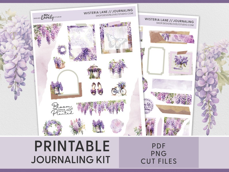 Floral Journaling Sticker Kit, Floral Deco Stickers, Spring Journaling ...