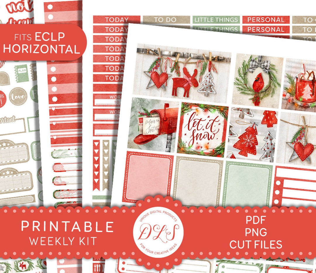 CHRISTMAS Planner Stickers Kit, Printable Weekly Kit, Fits Erin Condren ...
