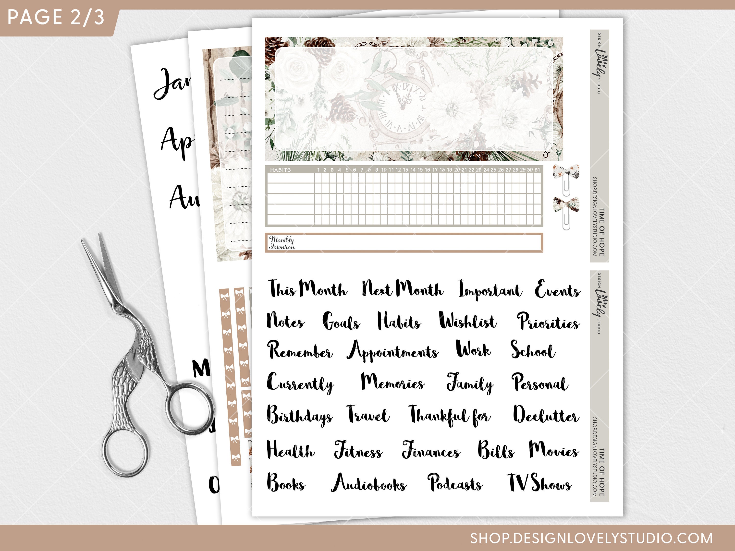January Notes Page Kit Printable Planner Stickers Monthly - Etsy