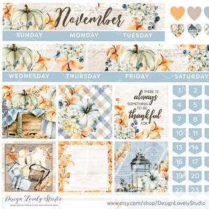 NOVEMBER Monthly Stickers Kit, Printable Big Happy Planner Stickers ...